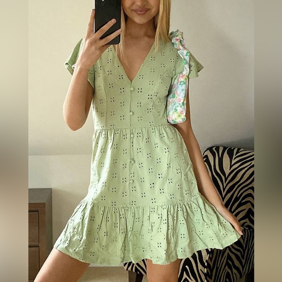 Asos Dresses Asos Design V Neck Button Through Mini Dress Us Poshmark